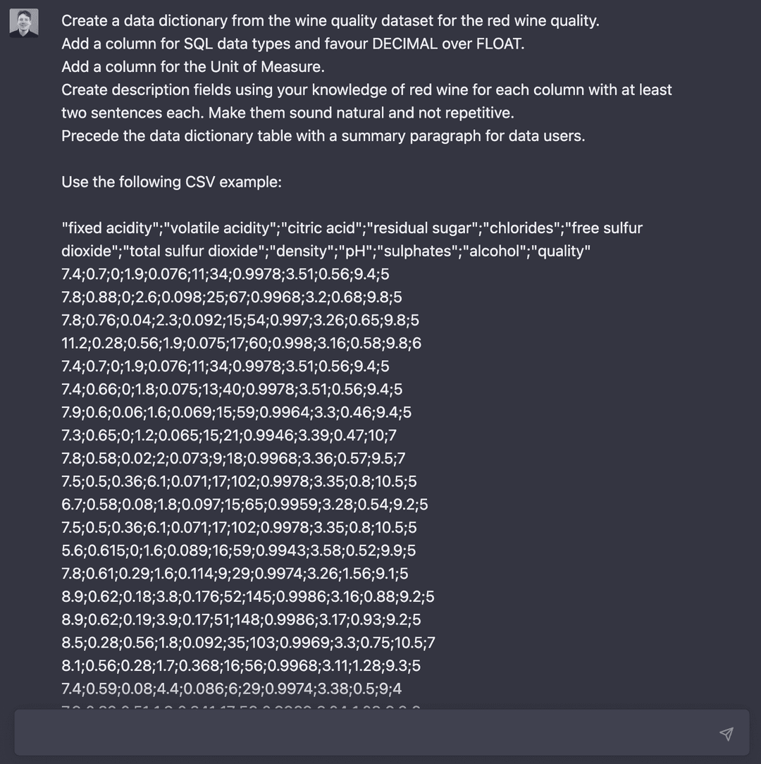 How to create a Data Dictionary using ChatGPT