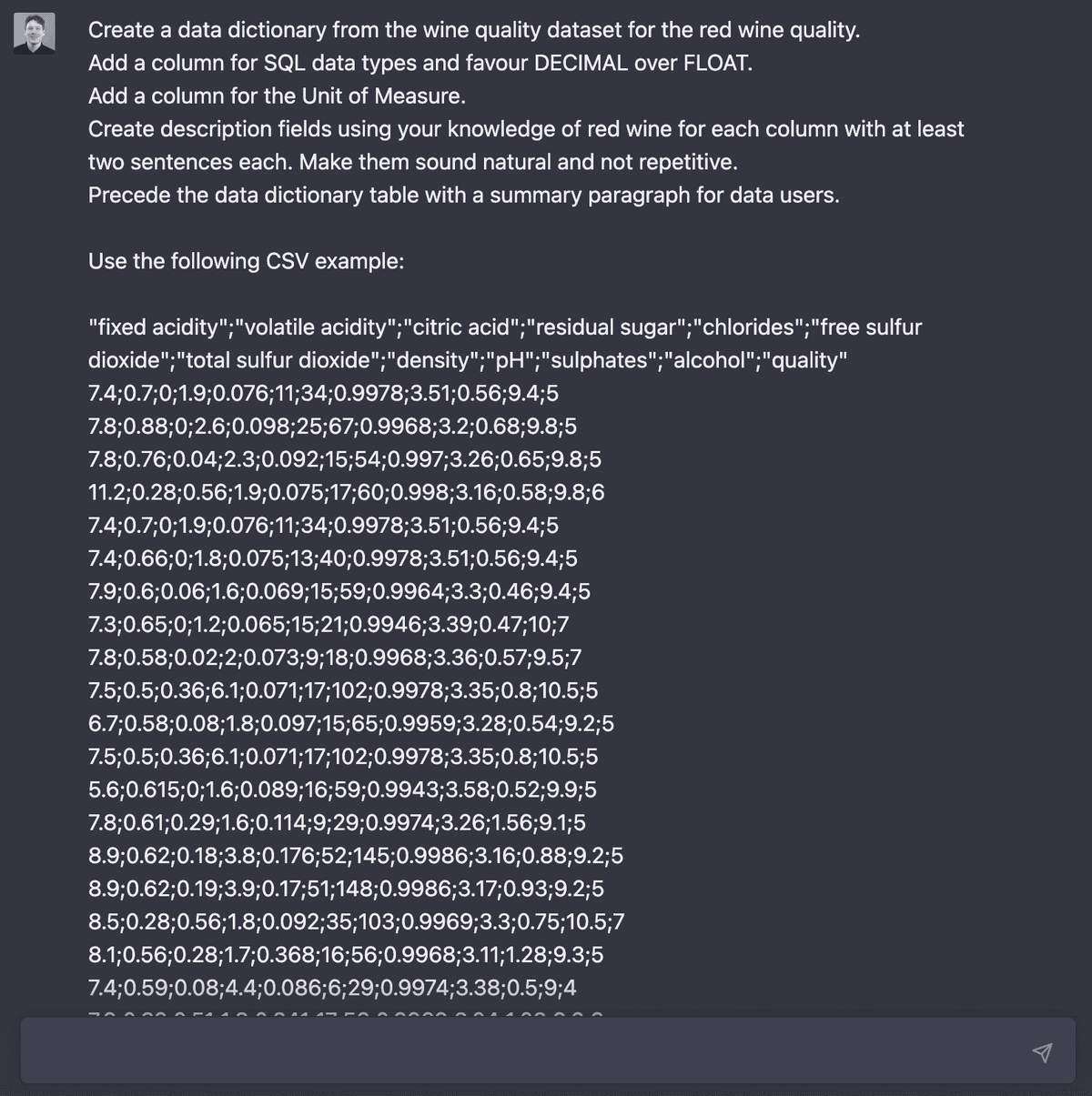 How to create a Data Dictionary using ChatGPT