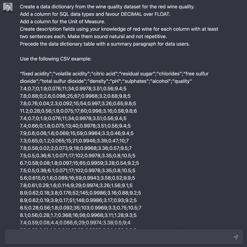 How to create a Data Dictionary using ChatGPT